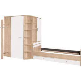 Jugendzimmer-Set wimex, beige, Schlafzimmermöbel-Sets, "Joker Kleiderschrank mit Garderobe, Bett und Stauraumschubladen"