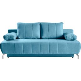 Schlafsofa WERK2, B:210cm H:95cm T:95cm, blau, 95% Polyester, 5% Nylon, Kinderzimmer, Sofas, "Troya Bettsofa mit Bettkasten und Federkern, Breite