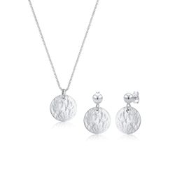 Elli Damen Schmuckset "Plättchen Organic Kette Ohrhänger 925 Silber", onesize, ohne Stein, silber, Silber 925 (Sterlingsilber), Schmuck_Sets
