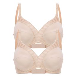 Felina Damen Bügelloser BH "2er Pack BH ohne Bügel Weftloc", Gr. 95, beige, Obermaterial: 75% Polyamid PA. 25% Elasthan EL., BHs