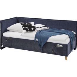 Meise M&ouml;bel Kinderbett MEISE.M&Ouml;BEL, B:103cm L:215cm, blau, Betten, "FUN II", Polsterbett wahlweise mit Bettkasten, Jugendbett inkl. USB-Anschluss