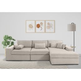 Ecksofa OTTO HOME, B:360cm H:75cm, beige, Baumwollmix (60% Baumwolle/40% Leinen);Struktur fein (100% Polyester);Samtoptik (100%