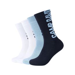 CAMP DAVID Damen Socken "cushioned", Gr. 39, blau, Baumwollmischung, unifarben mit Farbeinsatz, Socken, mit auffälligem Markenlogo-Design