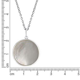 Vivance Damen Kette mit Anh&auml;nger "925/- Sterling Silber rhodiniert Perlmutt", 42+3cm, Silber 925 (Sterlingsilber), L: 45 B: 20mm, wei&szlig;, Silber 925