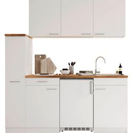 K&uuml;che respekta, B:180cm H:200cm T:60cm, wei&szlig;, Komplettk&uuml;chen-Sets, "Luis, mit Duo Kochfeld, wahlweise mit Mikrowelle, Korpus Wei&szlig;", Breite 180 cm, in