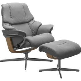 stressless "Reno" Set, Relaxsessel mit Hocker, mit Hocker, mit Cross Base, Gr&ouml;&szlig;e S, M & L, Holzakzent Eiche