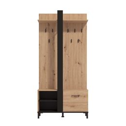 Kompaktgarderobe Inosign, B:90cm H:191cm T:33cm, braun, Kunststoff, MDF, Metall, Spanplatte, Schr&auml;nke, "Capitello Kompaktgarderobe, Flurgarderobe,