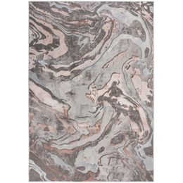 Teppich FLAIR RUGS, B:120cm H:12mm L:170cm, rosa, Kunstfaser, Wohnzimmer, Teppiche, "Marbled", dezenter Glanz, mehrfarbig, modernes Marmor-Design