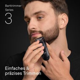 Braun Haarschneider "Barttrimmer Series 3 BT3520", blau, Haarschneider, ultrascharfe Klinge, 50 Min Akkulaufzeit, 40 L&auml;ngeneinstellungen