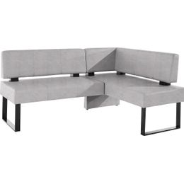 Eckbank Home Affaire, B:200cm H:89cm T:160cm, grau, Holzwerkstoff, Massivholz, Polyester, Esszimmer, Sitzbänke, "Oliver mit Metallgestell,