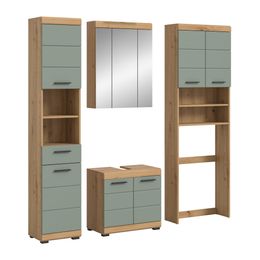 Badmöbel-Set Inosign, B:190cm H:191cm T:34cm, grün, Holzwerkstoff, MDF, Kastenmöbel-Sets, "Siena, 4 teilig, bestehend aus:", Hochschrank, WBU,