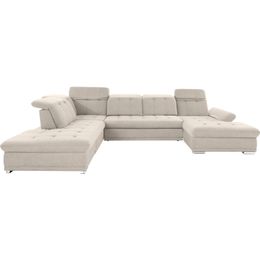 Wohnlandschaft COTTA, B:386cm H:86cm T:265cm, beige, 100% Polyester, Sofas, "Holiday U-Form mit Sitztiefen-, Armteil- und Kopfteilverstellung",