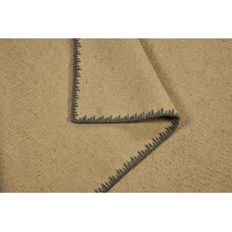 Teppich Pad, B:200cm H:6mm L:200cm, beige, Jute, Wolle, Wohnzimmer, Teppiche, "MOSS", Juteteppich, handgewebt, Uni Farben, farbige Umrandung,