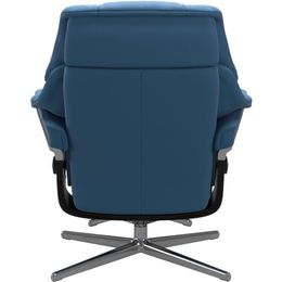 Relaxsessel stressless, B:83cm H:100cm T:76cm, blau, Wohnzimmer, Sessel, "Reno", mit Hocker, mit Cross Base, Gr&ouml;&szlig;e S, M & L, Holzakzent Schwarz