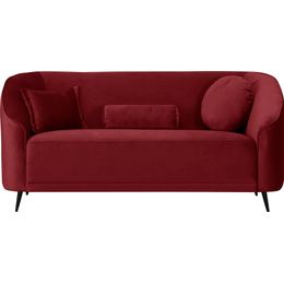 2-Sitzer Home Affaire, B:154cm H:81cm T:80cm, rot, 100% Polyester, Sofas, "Ashly", in 3 Bezugsvarianten, Bouclé, Samtoptik und Struktur weich.