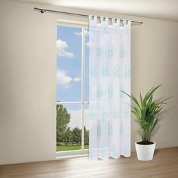 Gardine GERSTER, B:140cm H:245cm, gr&uuml;n, Wirkware, Polyester, Gardinen, "Indira", Schlaufenschal "Indira" mit Pr&auml;gedruck
