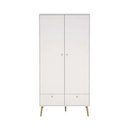 Kleiderschrank Andas, B:98,7cm H:200,1cm T:58,1cm, wei&szlig;, Spanplatte, Kinderzimmer, Schr&auml;nke, "Bodo, Dreht&uuml;renschrank, Aufbewahrung Kasten Schrank