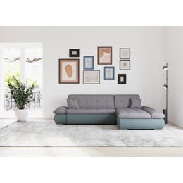 Ecksofa DOMO collection, B:300cm H:80cm T:172cm, bunt, Kunstleder SOFTLUX / Struktur (90% Polyester/ 10% Polyacryl);Microfaser PRIMABELLE (100%