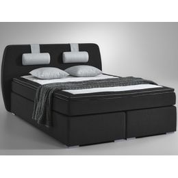 Boxspringbett, schwarz, ATLANTIC HOME COLLECTION, Kopfteil, untere Box, Obermatratze und Topper sind mit pflegeleichtem Strukturstoff (65%