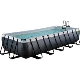 Framepool EXIT, B:200cm H:100cm L:400cm, schwarz, Schwimmbecken, BxLxH: 200x400x100 cm, mit Sandfilterpumpe und Sicherheitsleiter