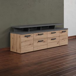 TV-Schrank Home Affaire, B:180cm H:66cm T:47cm, grau, FSC-zertifizierter Holzwerkstoff, Kunststoff, Wohnzimmer, Schränke, "Ambres", Lowboard
