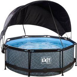 Framepool EXIT, H:76cm Ø:244cm, grau, Schwimmbecken, "inkl. Sonnensegel", ØxH: 244x76 cm, mit Kartuschenfilterpumpe und Sonnensegel