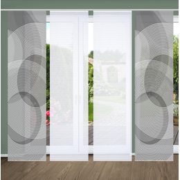 Schiebegardine HOME IN GREEN, B:60cm H:245cm, grau, Polyester, Wohnzimmer, Gardinen, "AFONSO", SET DIGITALDRUCK,BAMBUSOPTIK RECYCELT