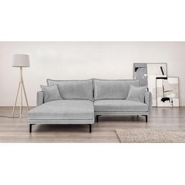 Ecksofa Home Affaire, B:246cm H:86cm T:190cm, silber, 100% Polyester, Wohnzimmer, Sofas, "ALEXANDRIA mit Recamiere rechts oder links bestellbar,