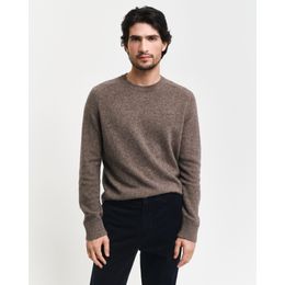 Gant Herren Rundhalspullover "WOOL BLEND C-NECK", braun, Gr. XXXL, meliert, Strick, Obermaterial: 40% Wolle, 30% Baumwolle, 15% Alpaka, 15% Polyamid,