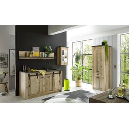 Sp&uuml;lenschrank Home Affaire, B:161cm H:93cm T:64cm, braun, Holzwerkstoff, K&uuml;che, Schr&auml;nke, "Sherwood", Breite 161 cm, Scheunentorbeschlag und