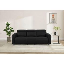 3-Sitzer Home Affaire, B:229cm H:100cm T:100cm, schwarz, 100% Polyurethan, Sofas, "SKAANE Lederoptik, 229 cm, manuelle-u. elektrische Relaxfunktion",