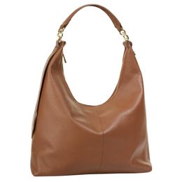 Samantha Look Damen Shopper, braun, Leder, leicht gl&auml;nzend, unifarben, Taschen, Made in Italy, Gro&szlig;e Handtasche mit Smartphonefach