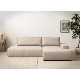 Ecksofa Home Affaire, B:275cm H:85cm T:167cm, beige, 100% Polyester, Wohnzimmer, Sofas, "SHERWOOD, Schlafsofa in L-Form offen (275cm), Cord,