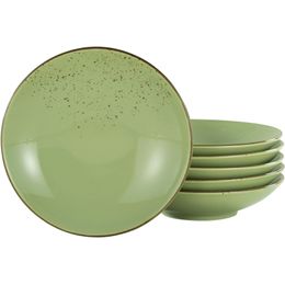 Creatable Suppenteller "Essteller NATURE COLLECTION", 22cm, gr&uuml;n, Speiseteller, Teller Set f&uuml;r 6 Personen, &Oslash; 22 cm, Steinzeug, tiefe Teller