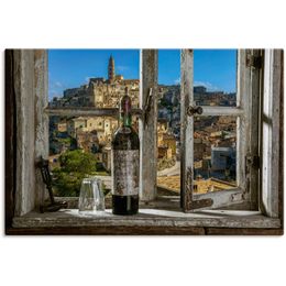 Wandbild Artland, B:60cm H:40cm, grau, Wohnzimmer, Bilder, "Blick aus dem Fenster Matera, Italien", als Alubild, Outdoorbild, Leinwandbild, Poster,