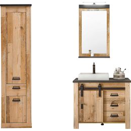 Badm&ouml;bel-Set Home Affaire, B:156cm H:210cm T:43cm, braun, Holzwerkstoff, Kastenm&ouml;bel-Sets, "SHERWOOD, Bad im modernen Design, 3-teiliges Badezimmer",
