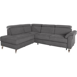 Sit & More Ecksofa SIT & MORE, B:245cm H:84cm T:194cm, grau, Wohnzimmer, Sofas, "Arngast L-Form", inklusive Kopfteilverstellung und Federkern