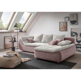 Ecksofa Inosign, B:270cm H:90cm T:170cm, rosa, Microfaser PRIMABELLE (100% Polyester) / Struktur (82% Polyester, 9% Viscose, 7% Baumwolle, 2%