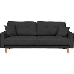 3-Sitzer Home Affaire, B:215cm H:89cm T:100cm, schwarz, 100% Polyester, Sofas, "TRIPLO optionale Schlafsofa mit Bettkasten, Ma&szlig;e B/T/H: 215/100/89