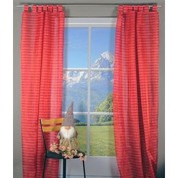 Gardine, B:135cm H:245cm, rot, HOSSNER - ART OF HOME DECO, Polyester, Wohnzimmer, Gardinen, "Egelsee", Schlaufenschal im zeitlosen Design