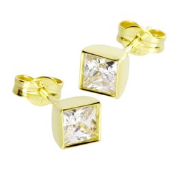 OSTSEE-SCHMUCK Damen Paar Ohrstecker "- Anna 5x5 mm - Gold 333/000 - Zirkonia", Gelbgold 333, gold, Gelbgold 333, Ohrringe
