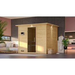 Karibu Sauna "Soraja", Bio-Kombiofen, externe Steuerung, 9 kW, beige, Saunen, Ofen 9 kW Bio externe Strg easy