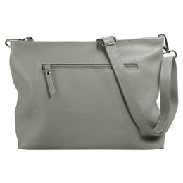 Samantha Look Damen Umh&auml;ngetasche, grau, Leder, leicht gl&auml;nzend, unifarben, Taschen, echt Leder, Made in Italy