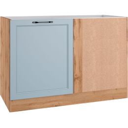 Eckunterschrank KOCHSTATION, B:120cm H:82cm T:60cm, blau, Holzwerkstoff, MDF, K&uuml;che, Schr&auml;nke, "KS-Lana", Breite 120 cm
