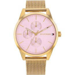 Tommy Hilfiger Damen Multifunktionsuhr "CAMILLE", gold, Armbanduhren, Quarzuhr, Armbanduhr, Damenuhr, Edelstahlarmband, analog