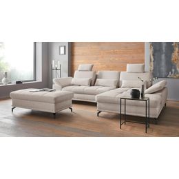 Ecksofa Places of Style, B:301cm H:89cm T:176cm, beige, 100% Polyester;Samtoptik (100% Polyester), Wohnzimmer, Sofas, "Costello L-Form, B: 301 cm mit