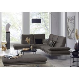 Ecksofa W.Schillig, B:284cm H:94cm T:224cm, grau, Flachgewebe S22 (100% Polyester), Wohnzimmer, Sofas, "broadway, Designsofa, mit tollem Sitzkomfort,