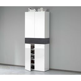 Schuhschrank Inosign, B:76cm H:200cm T:35cm, wei&szlig;, Spanplatte, Flur, Schr&auml;nke, "Savona"
