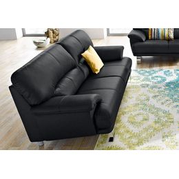 3-Sitzer Trendmanufaktur, B:200cm H:87cm T:90cm, schwarz, Microfaser PRIMABELLE (100% Polyester);NaturLEDER (echtes Rindsleder) in Sitz und R&uuml;cken.
