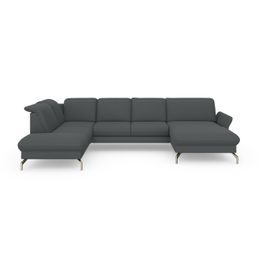 Sit & More Wohnlandschaft SIT & MORE, B:338cm H:84cm T:207cm, grau, Sofas, "Fashion U-Form", wahlweise mit Kopfteilverstellung, Vorziehsitz, motorisch,
